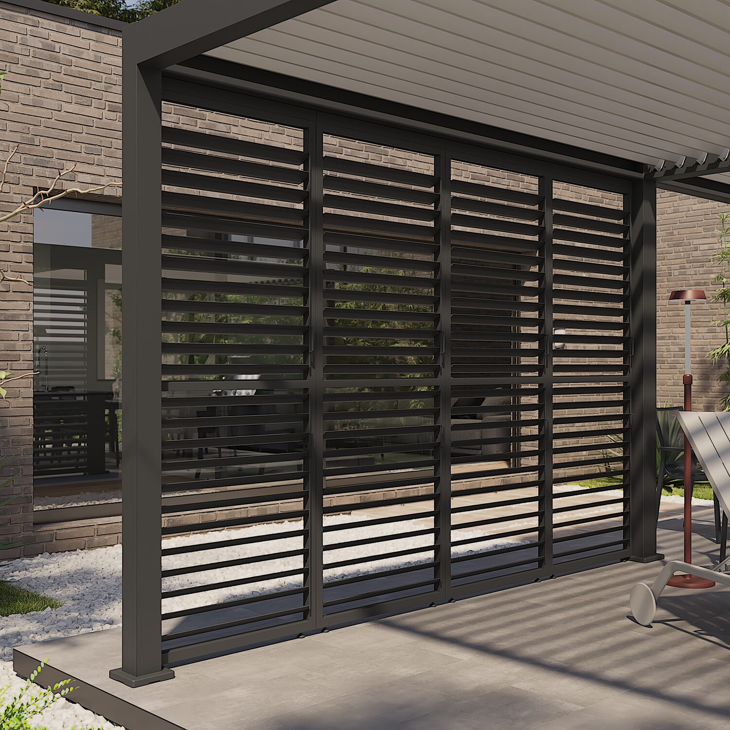 Painel lateral de ripas ajustável para pérgola bioclimática Clima Astra ...
