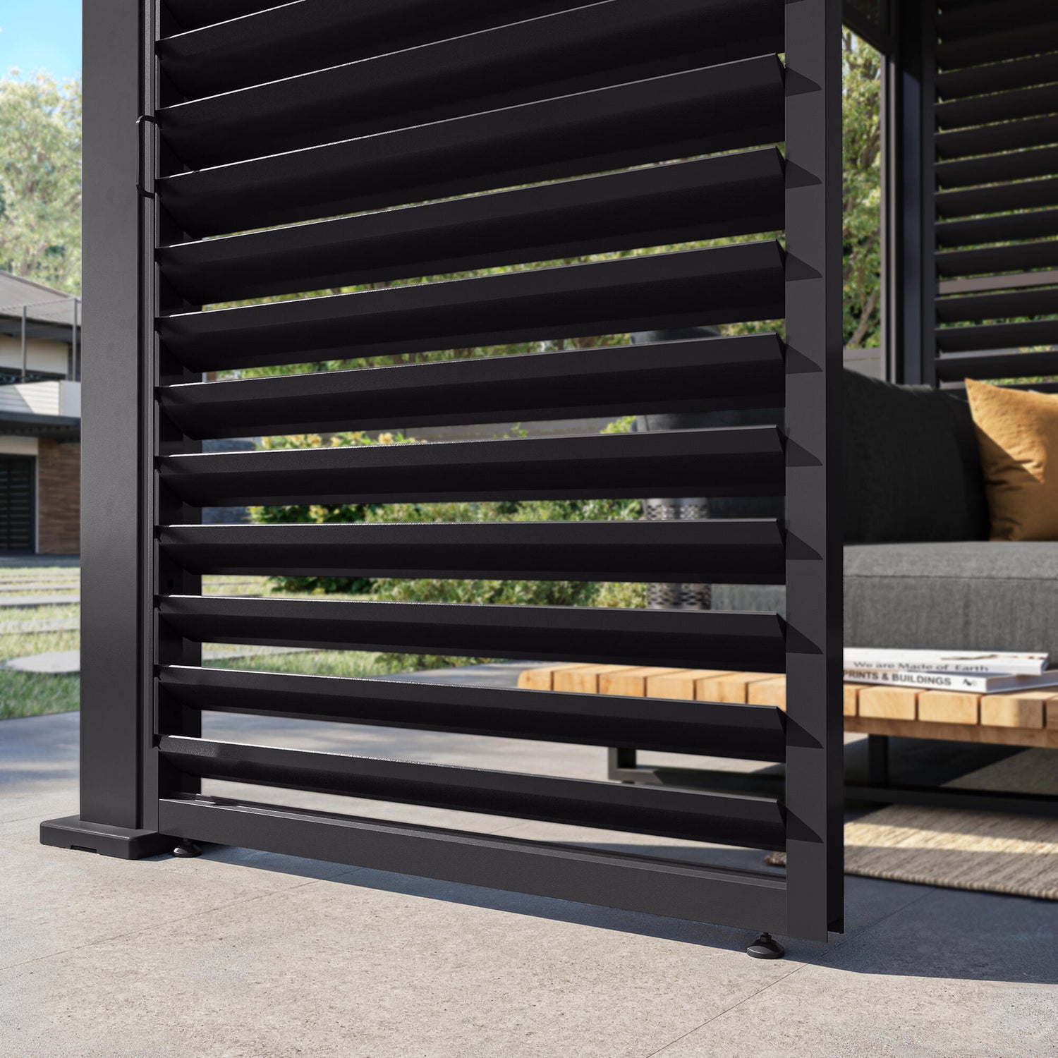 Painel lateral de ripas ajustável para pérgola bioclimática Clima Astra ...