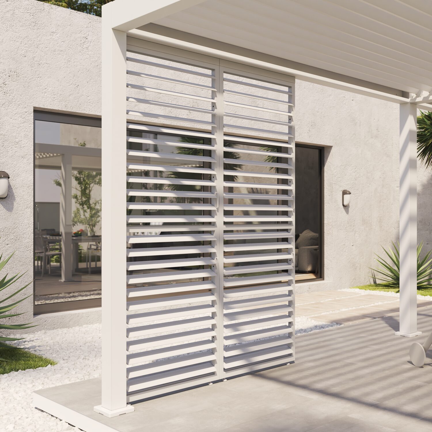 Painel lateral de ripas ajustável para pérgola bioclimática Clima Astra ...