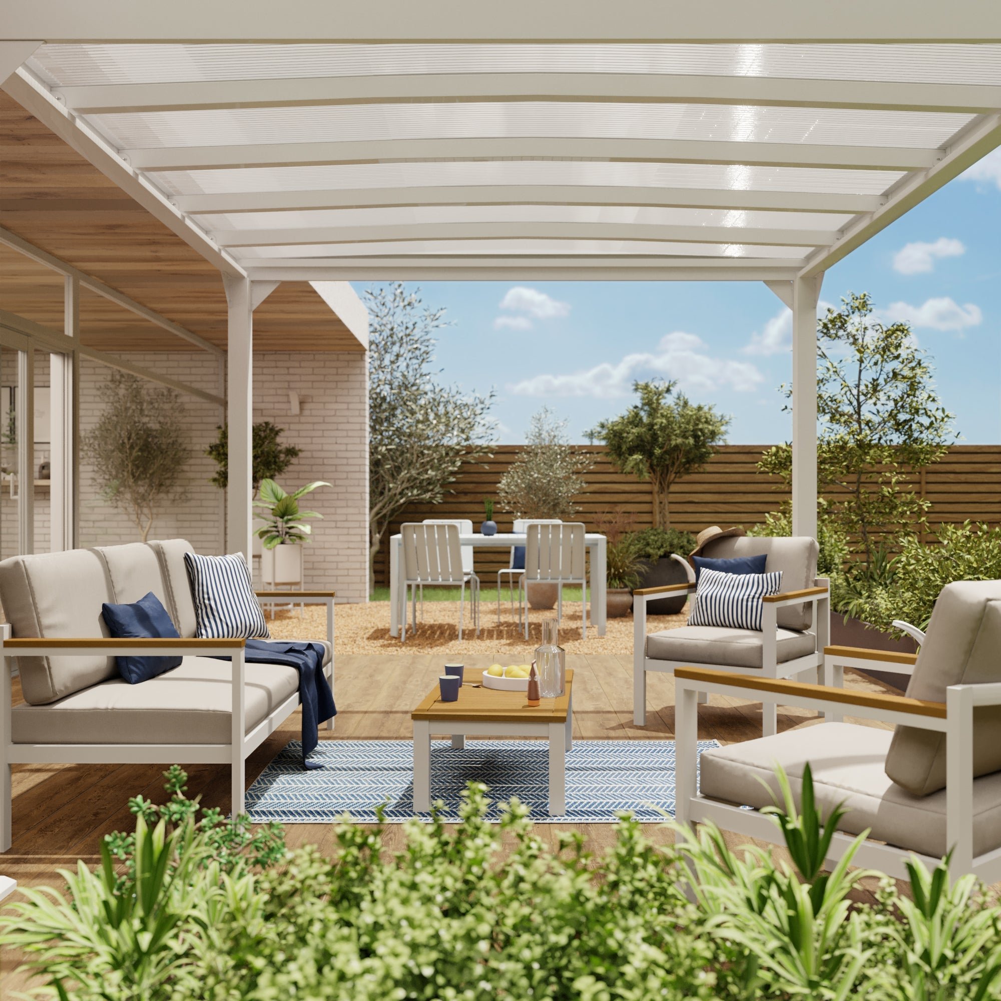 Pérgola Borea 300x300 Blanca - Naterial Uruguay