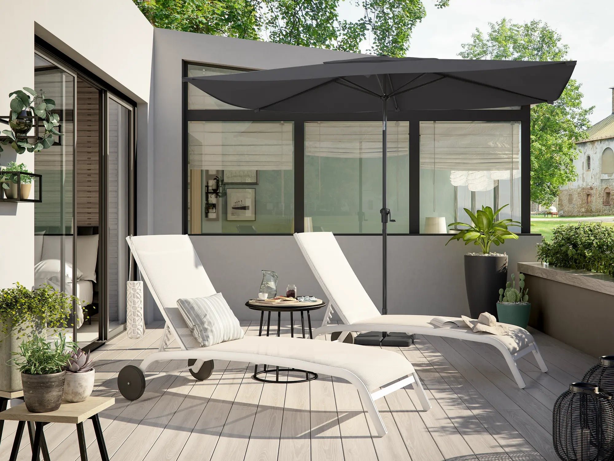 Sombrilla Central Avea 300x200 Gris - Naterial Uruguay