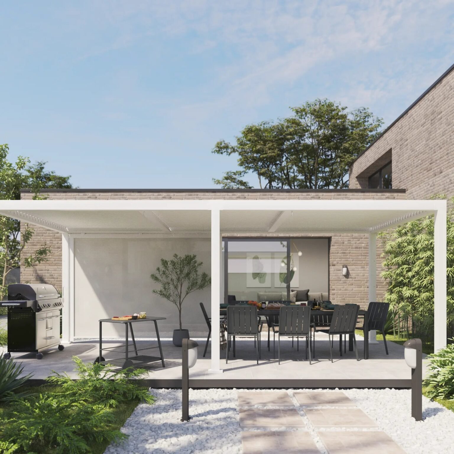 Pérgola Clima Origin 313x614 Blanca - Naterial Uruguay