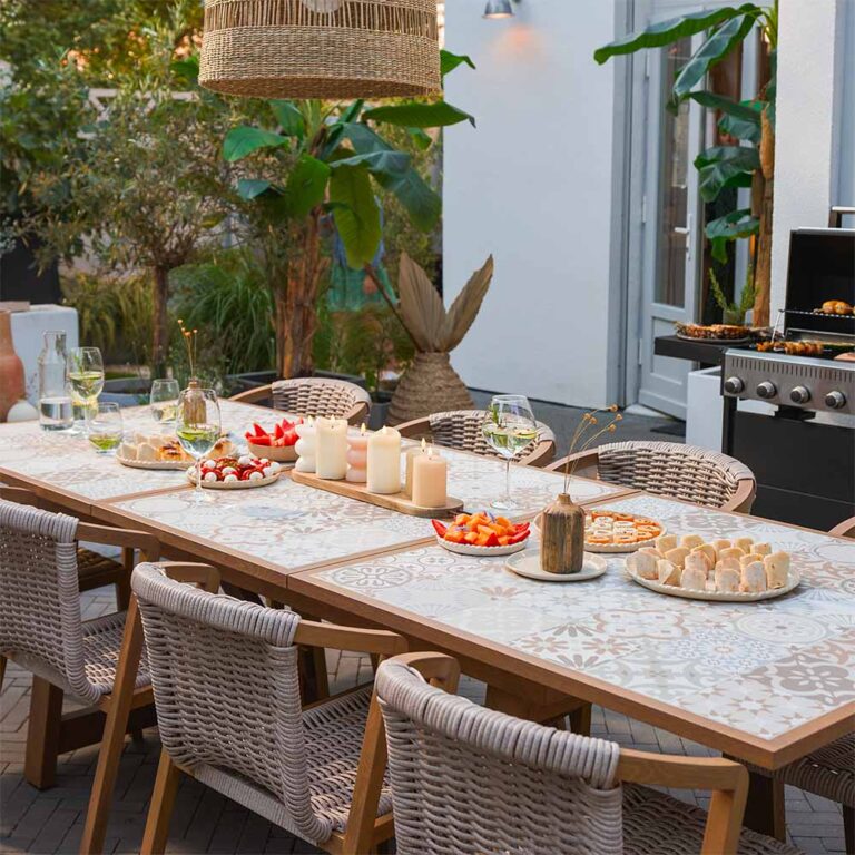 Dining table extendable aluminum Gaia wood effect 8 seaters